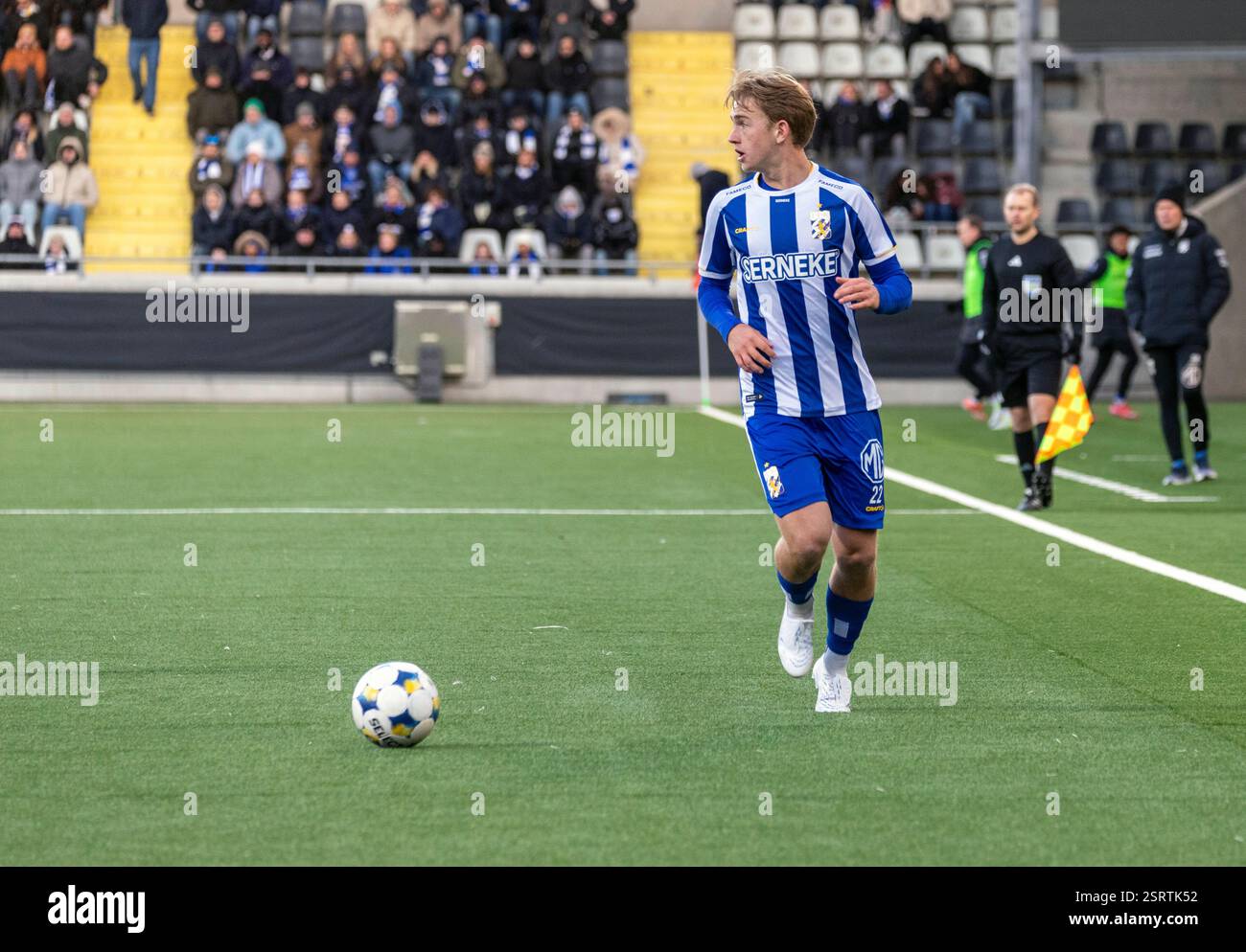 Gothenburg, Sweden. 16th Feb 2025. New player, Noah Tolf with the ball ...
