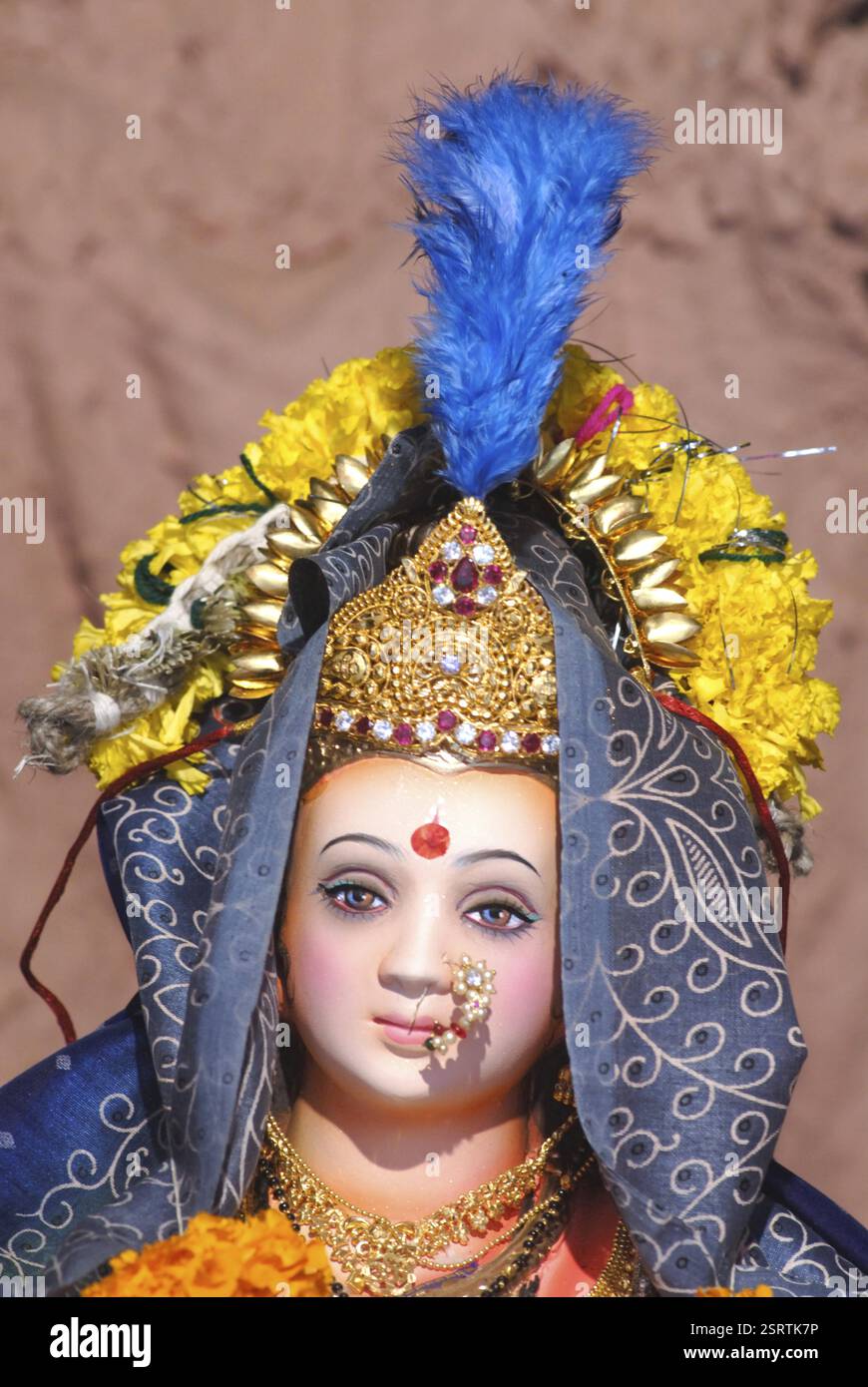 Idol of goddess Durga in Navaratri festival celebrating Vijayadashami ...