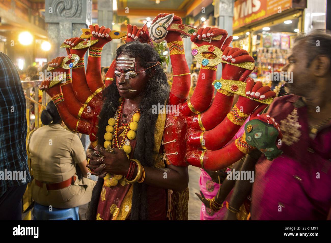 Woman dress as Hindu Goddess Kali, Thoothukudi, Tamil Nadu, India, Asia ...