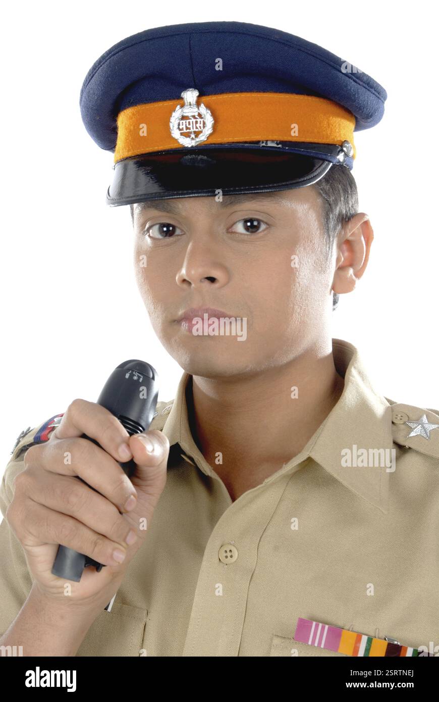 Police inspector using walky talky MR#782W Stock Photo - Alamy