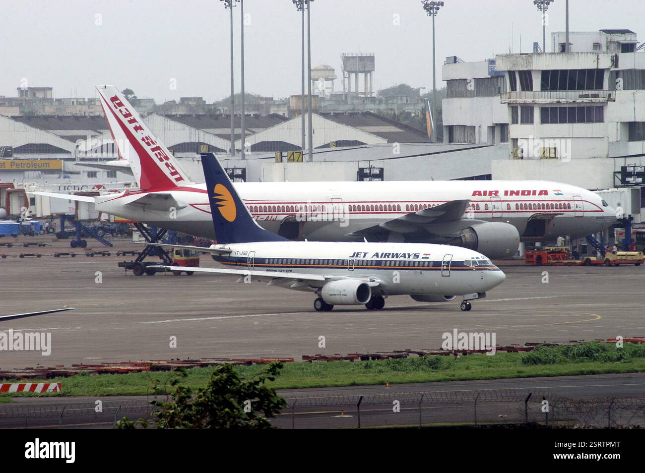 Commercial plane on runway ready for take off at Sahar airport or ...