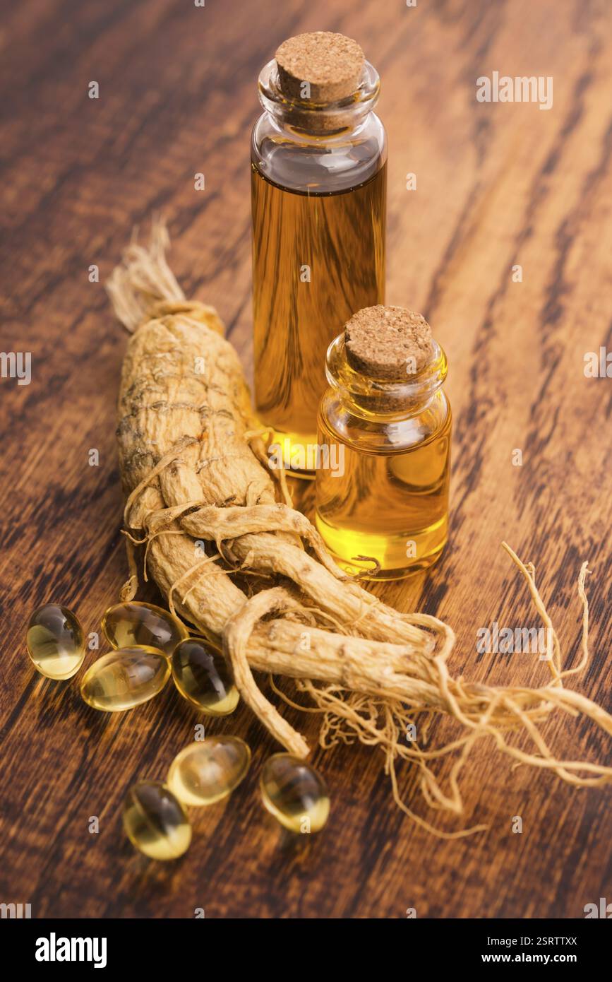 Extract of ginseng root Stock Photo - Alamy