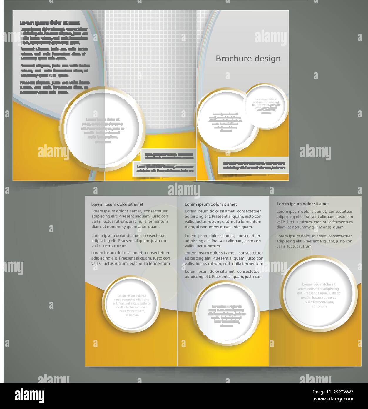 Vector silver brochure layout design with yellow elements, business ...