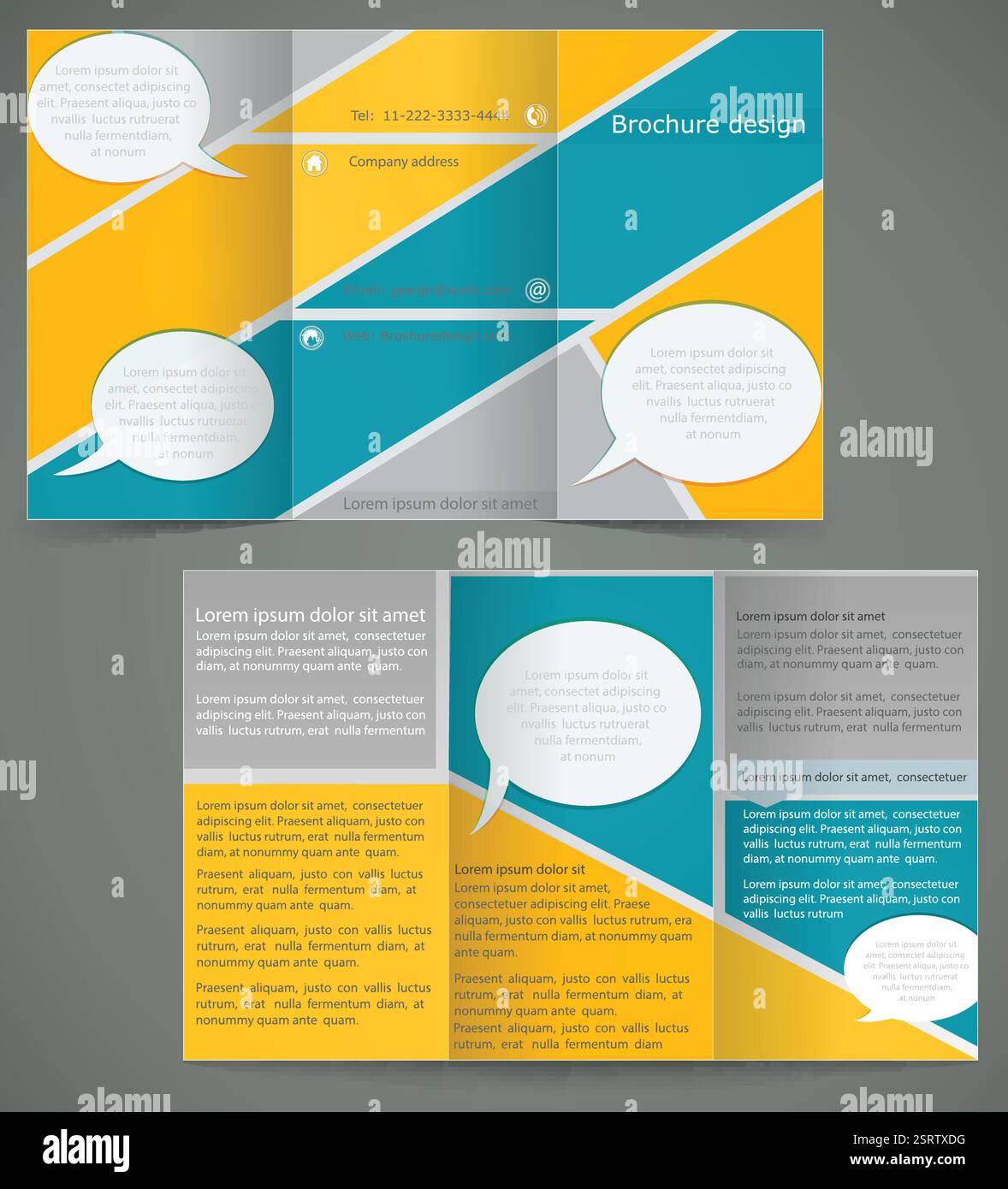 Vector green brochure layout design with yellow elements, business ...