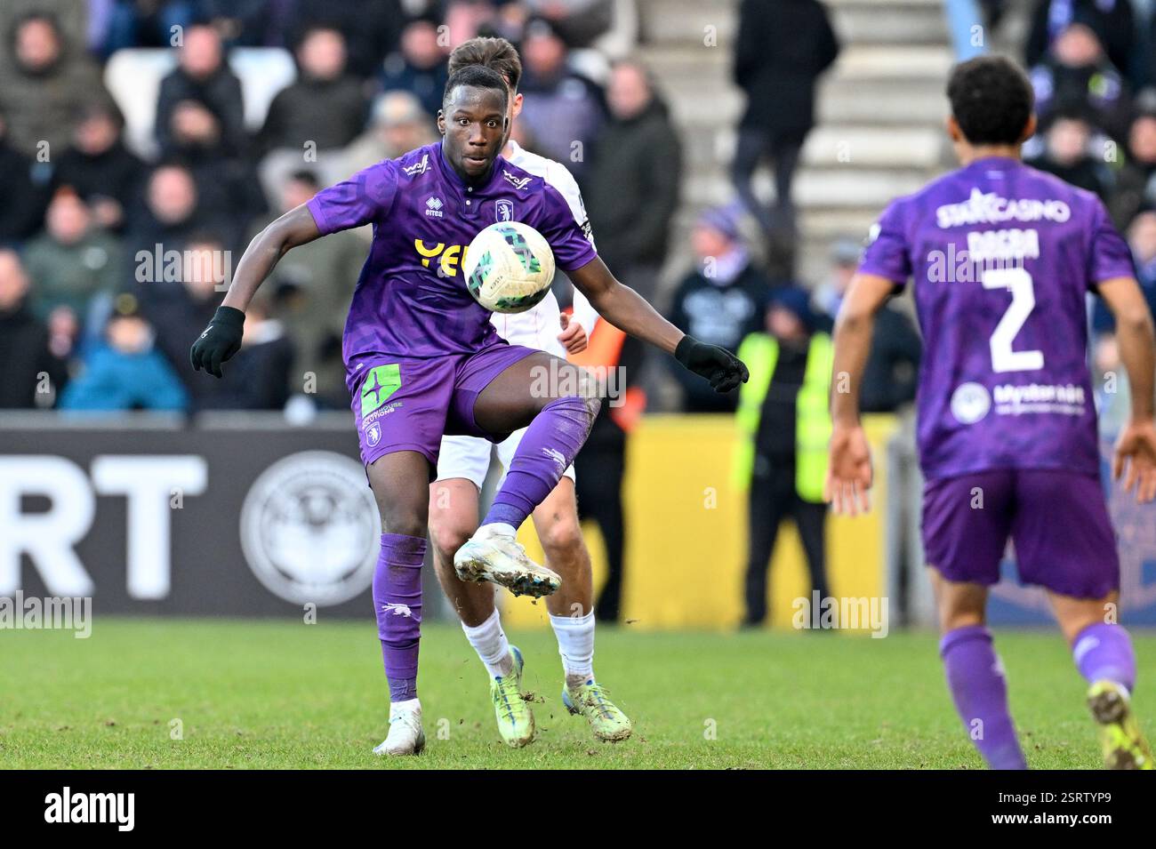 Antwerpen, Belgium. 12th Jan, 2025. Ayouba Kosiah (9) of Beerschot ...