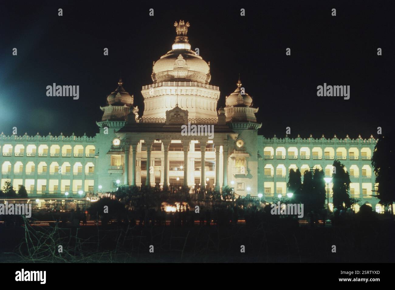Illuminated Vidhana Soudha building at night, Bangalore, Karnataka ...