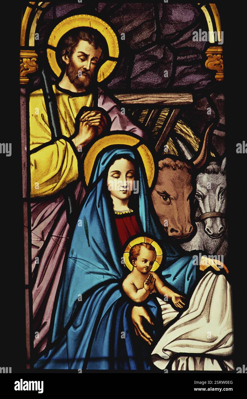 Stained glass in All Saints church, Connor, Tamil Nadu, India, Asia ...