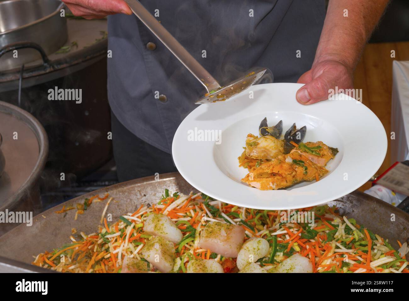 Vegetables with sea fruits Stock Photo - Alamy