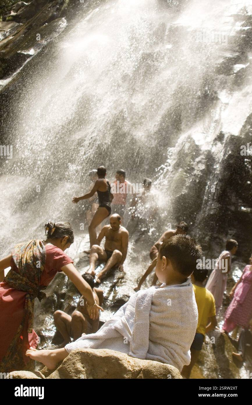 Bee waterfall and tourist in summer season, Pachmarhi, Madhya Pradesh ...