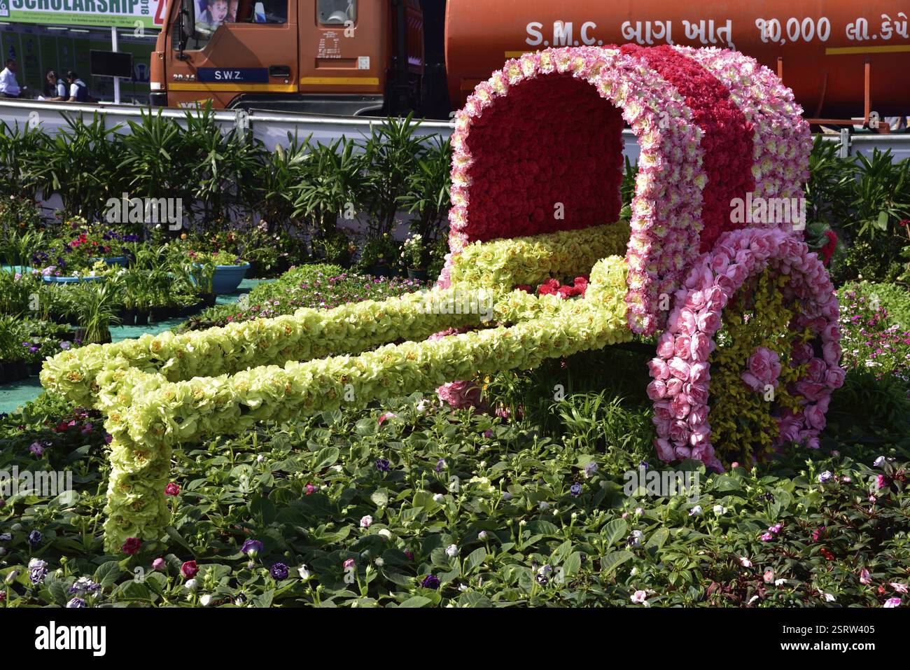 Cart with flowers, Flower Garden, Surat, Gujarat, India, Asia Stock ...