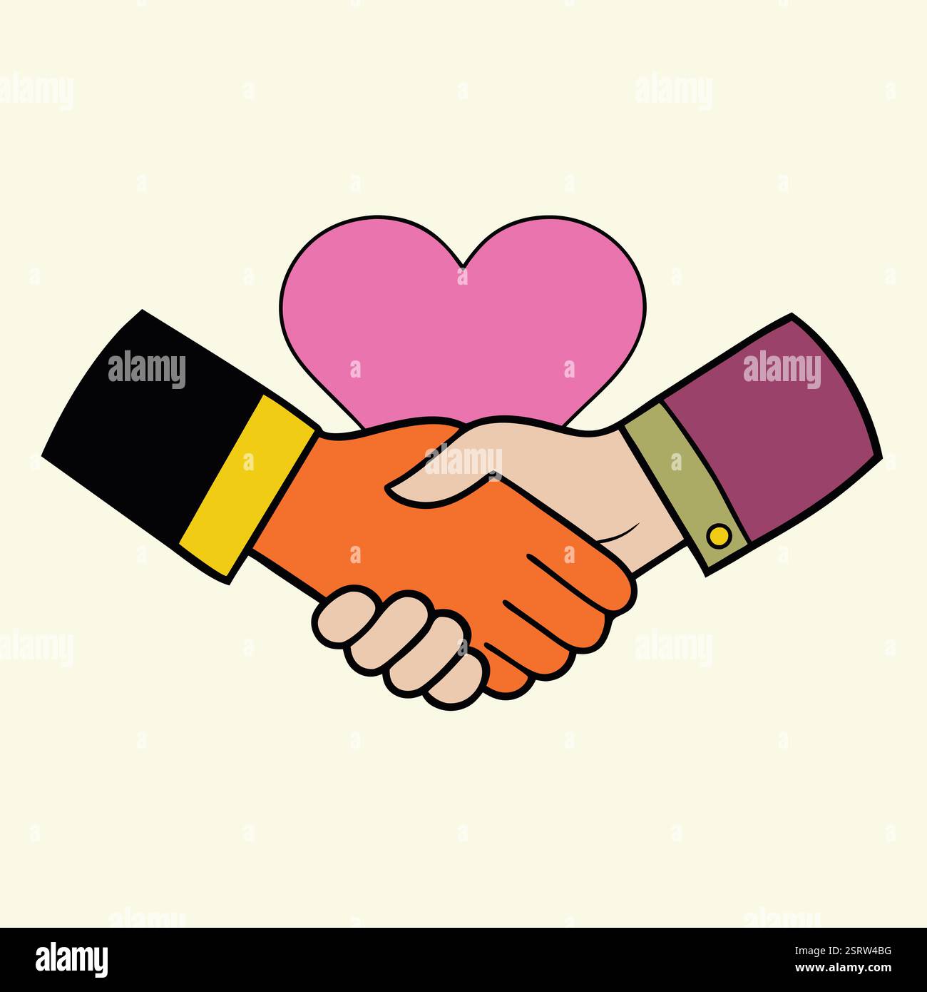 Elegant Handshake Heart Shape Graphic Illustration for Partnership and ...