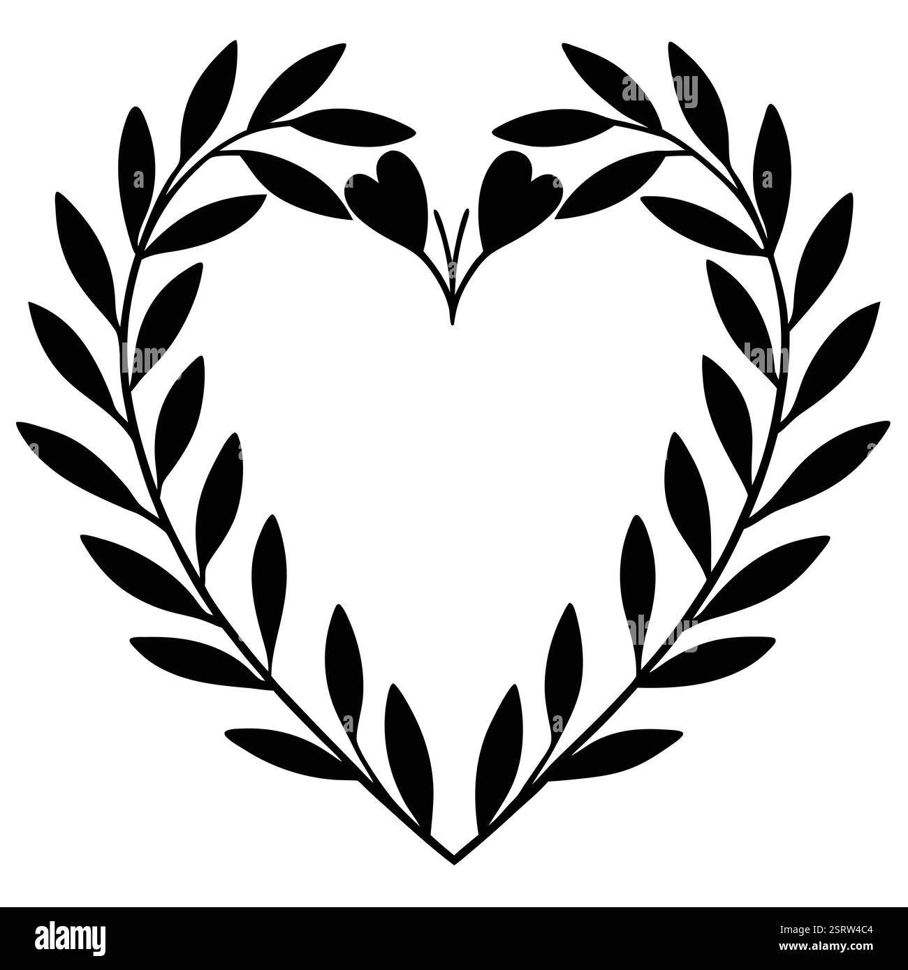 Heart-shaped frame with decorative leaf garland design Stock Vector ...