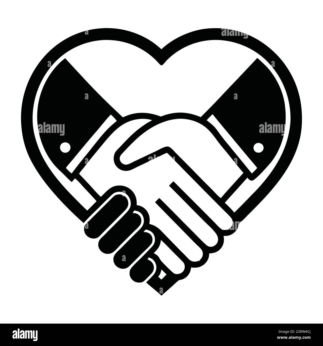 Heart-Shaped Handshake Logo with Mountains and Sun for Transparent ...