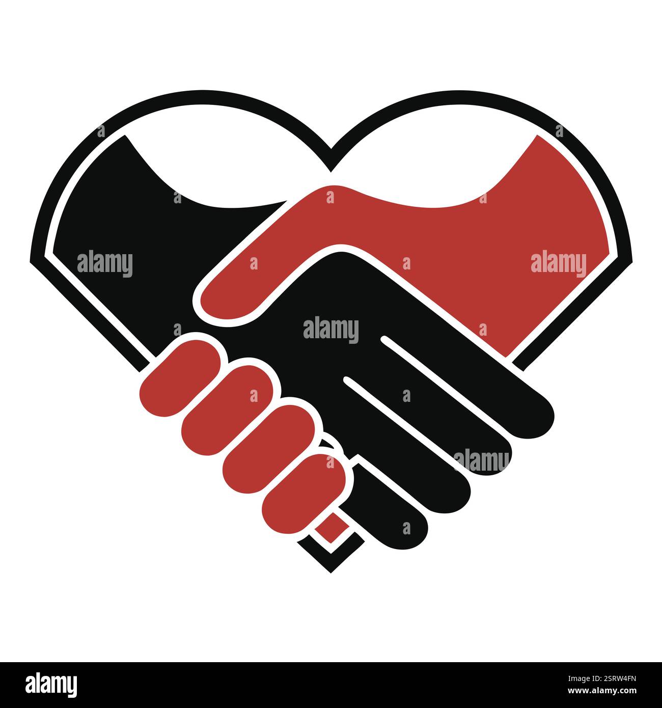 Heart-Shaped Handshake Logo with Mountains and Sun for Transparent ...