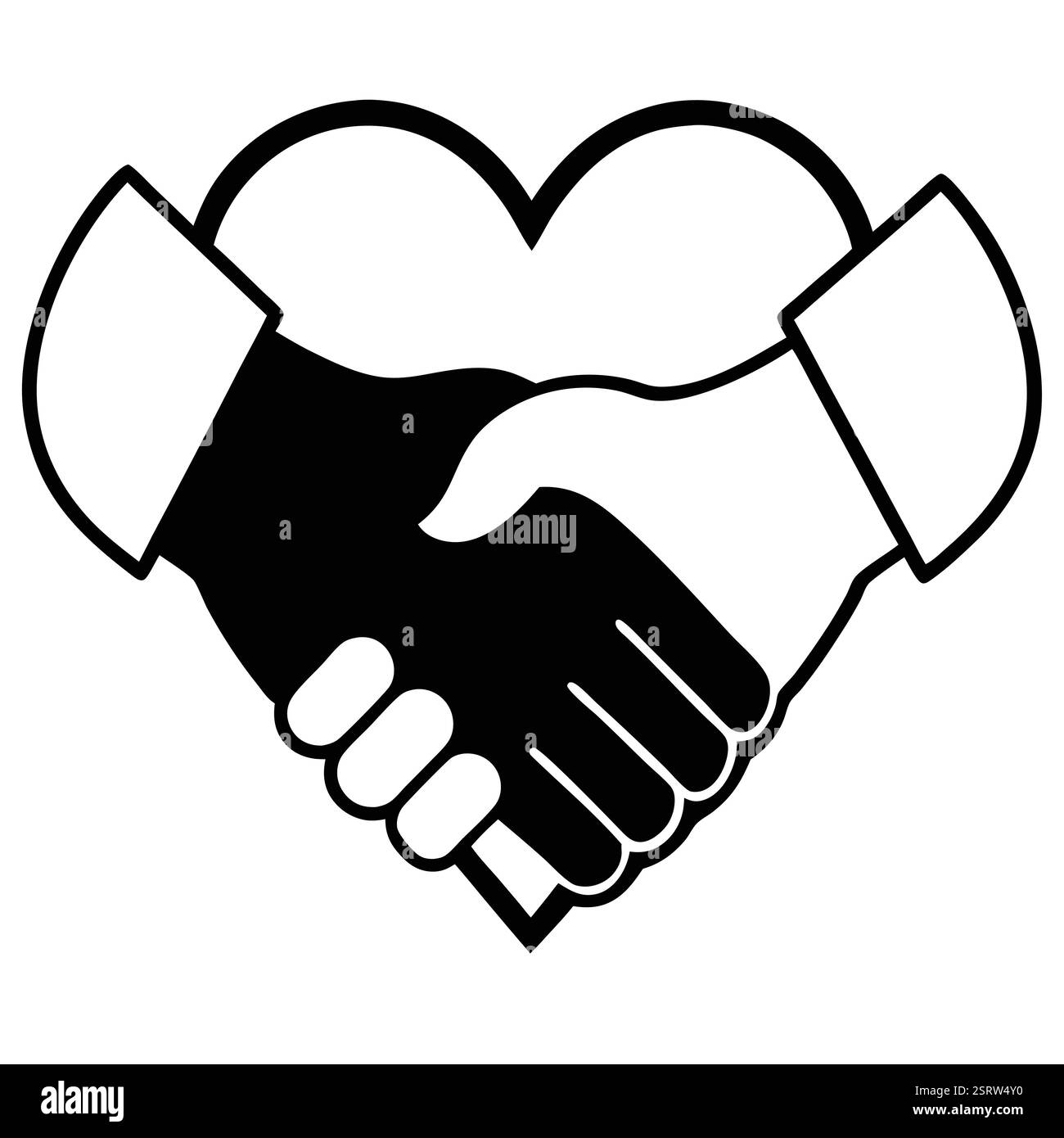 Heart-Shaped Handshake Logo with Mountains and Sun for Transparent ...