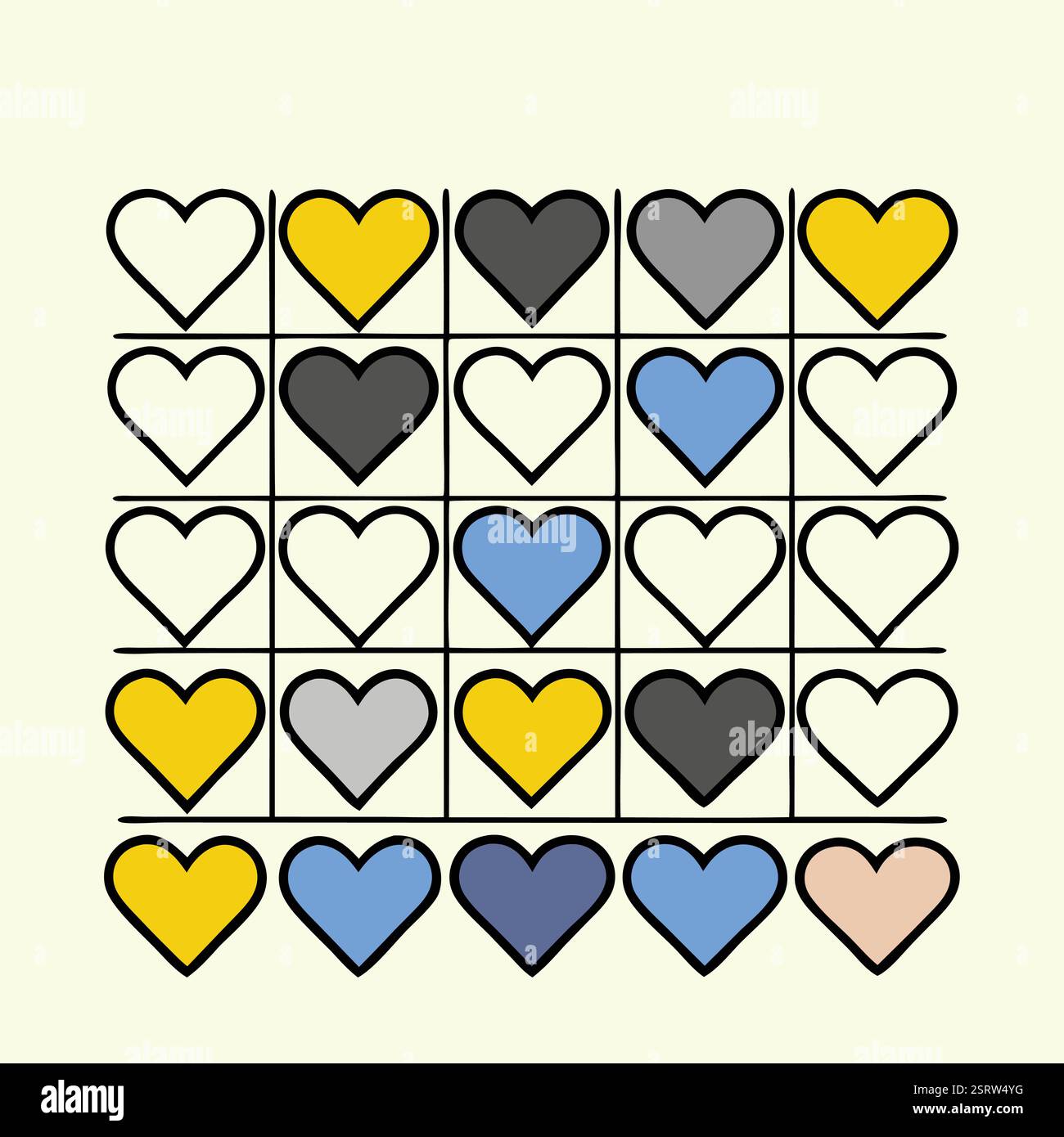 Colorful Heart Collection with Black Outlines Stock Vector Image & Art ...