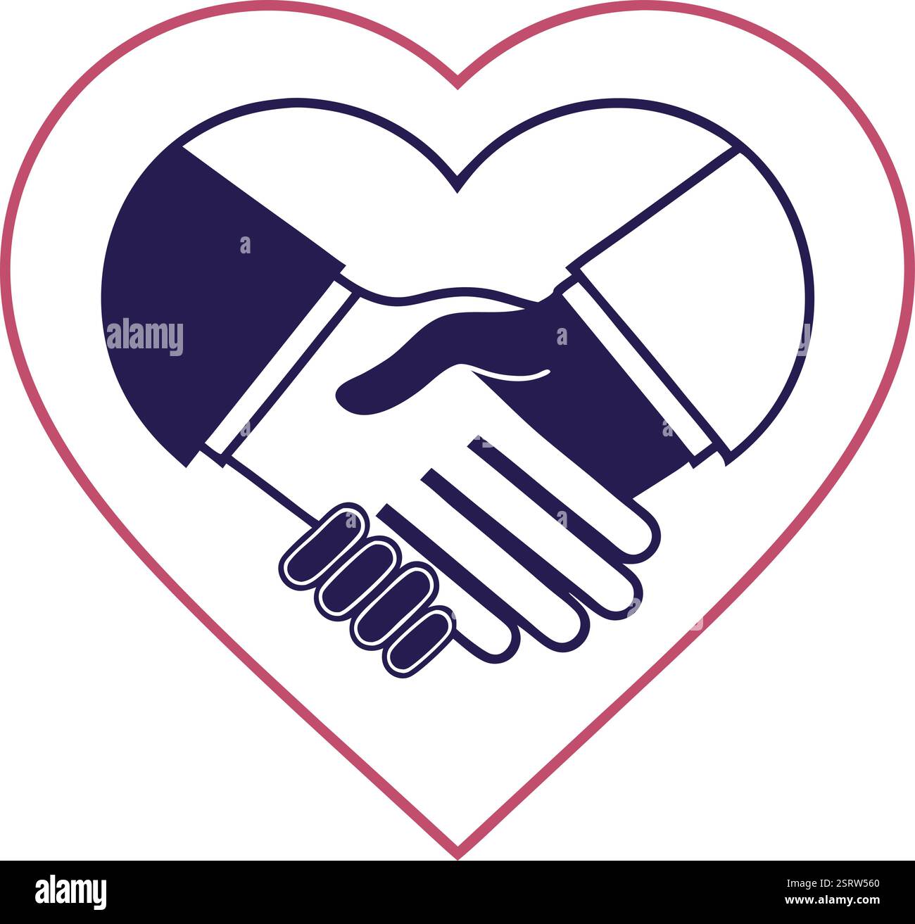 Heart-Shaped Handshake Logo with Mountains and Sun for Transparent ...