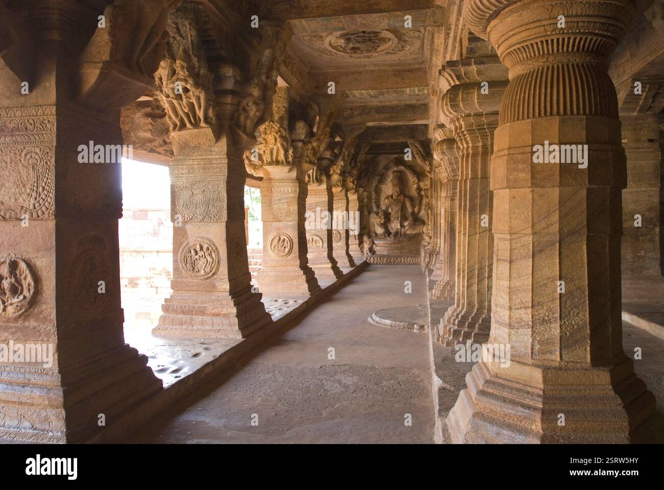 Cave three dedicated to Vishnu largest and most elaborate at Badami, Karnataka, India, Asia ...