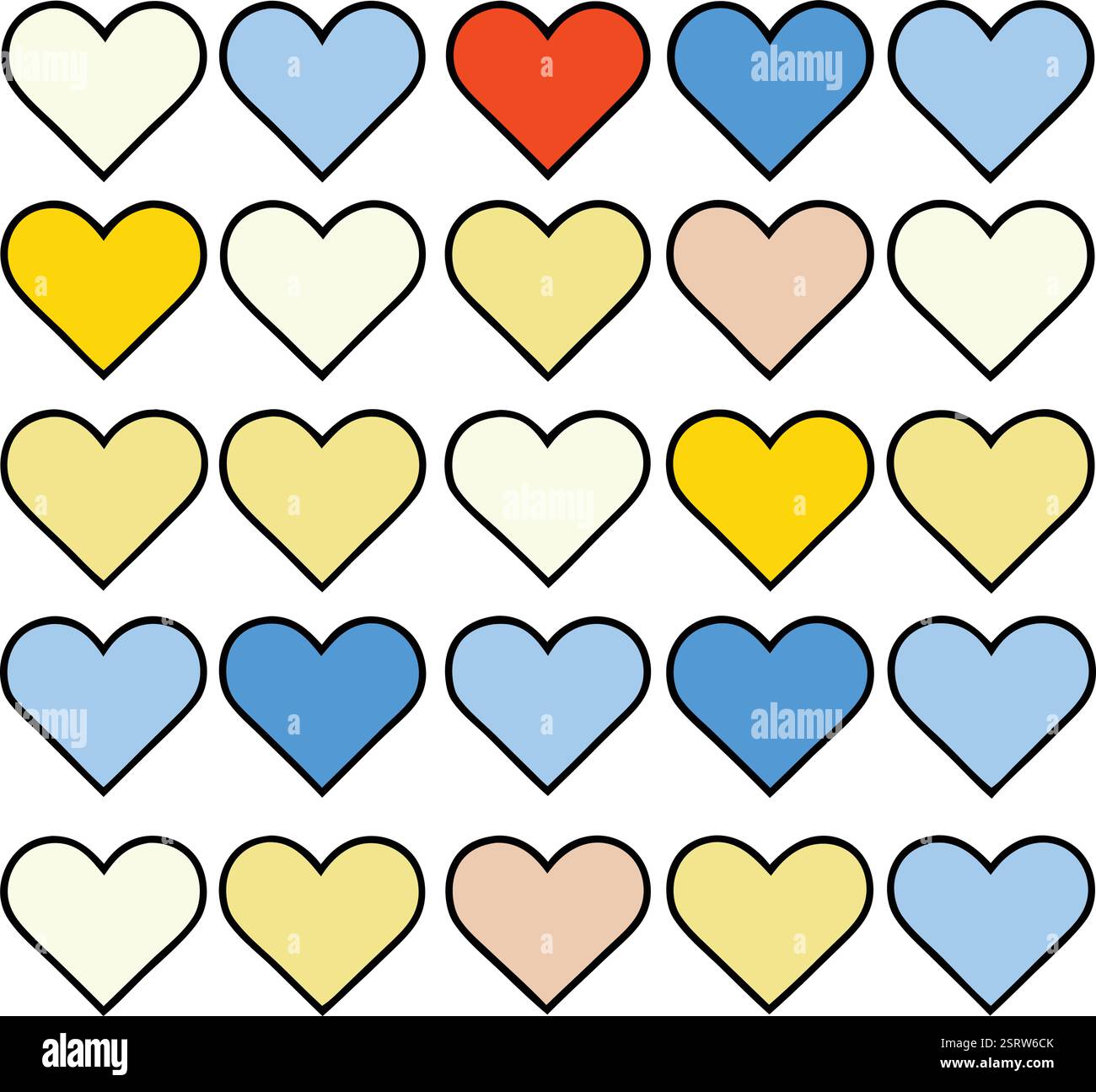 Colorful Heart Collection with Black Outlines Stock Vector Image & Art ...