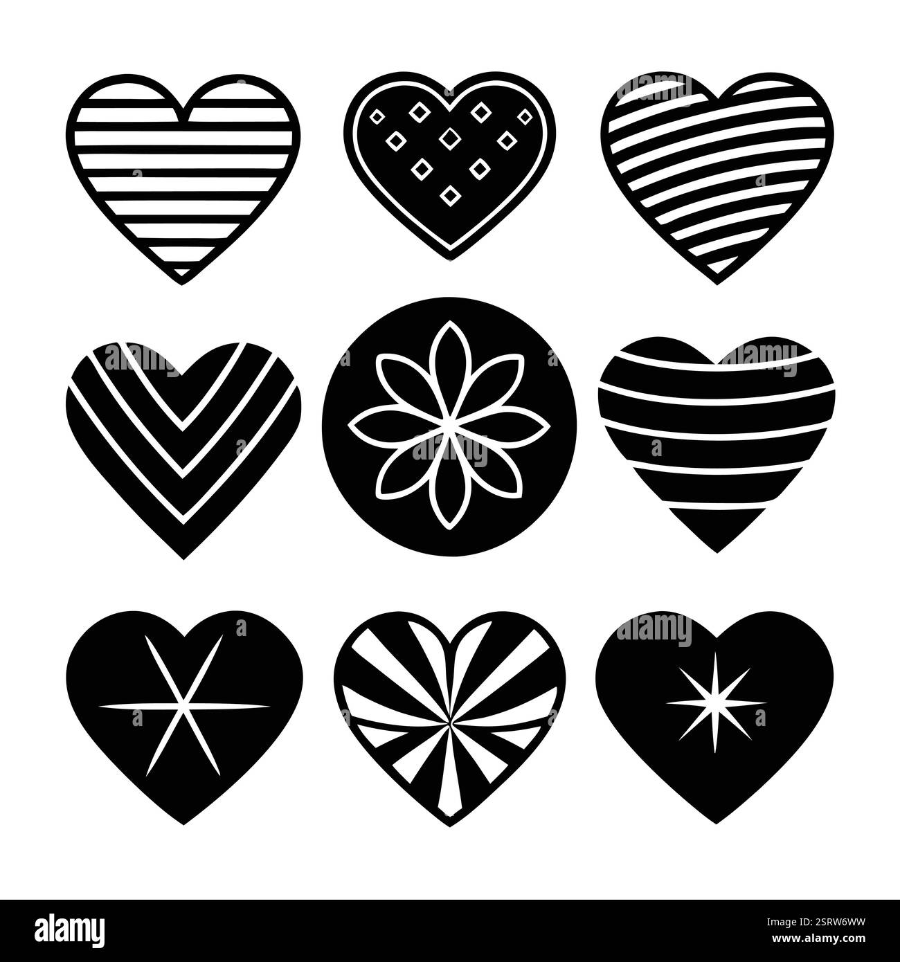 Stylized Red and Black Heart Pattern Vector Art for Vibrant and ...