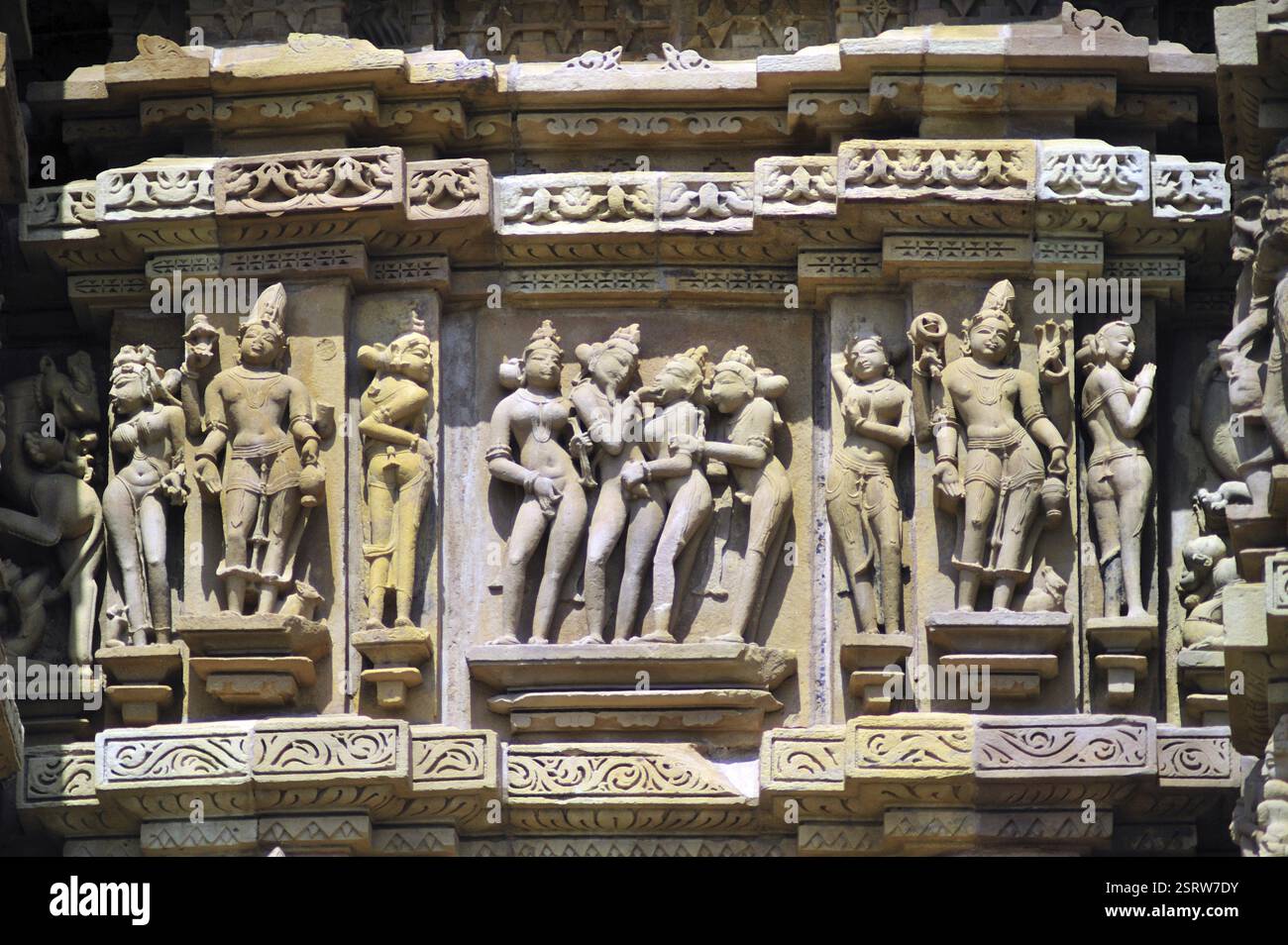 Khajuraho mithuna couples on wall of lakshmana temple madhya pradesh ...