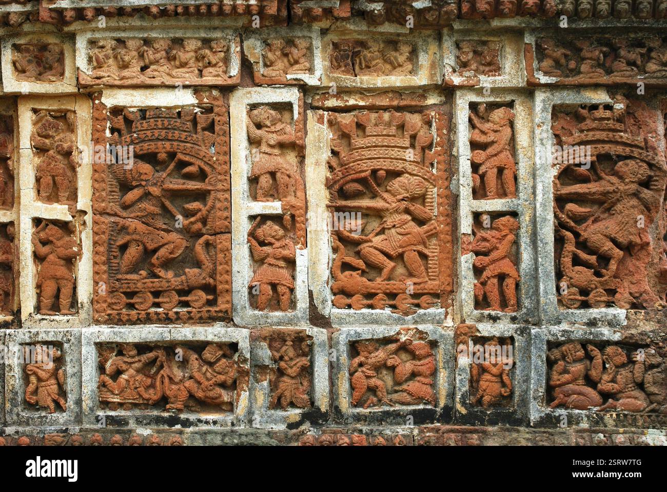 Terracotta artworks of Shyamrai temple panels made of burnt clay shows ...