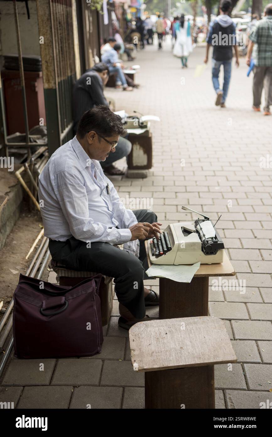 Typist sitting Pavement, Mumbai, Maharashtra, India, Asia Stock Photo ...