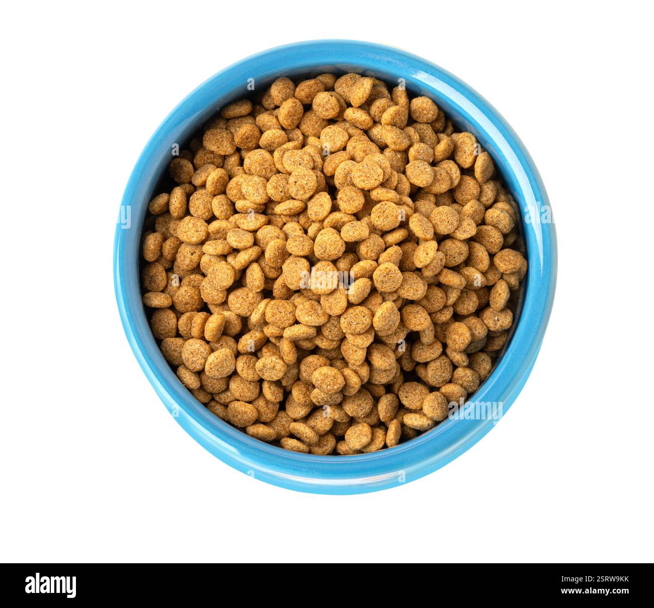 Dried kibble pet food in bowl isolated on white background Stock Photo ...