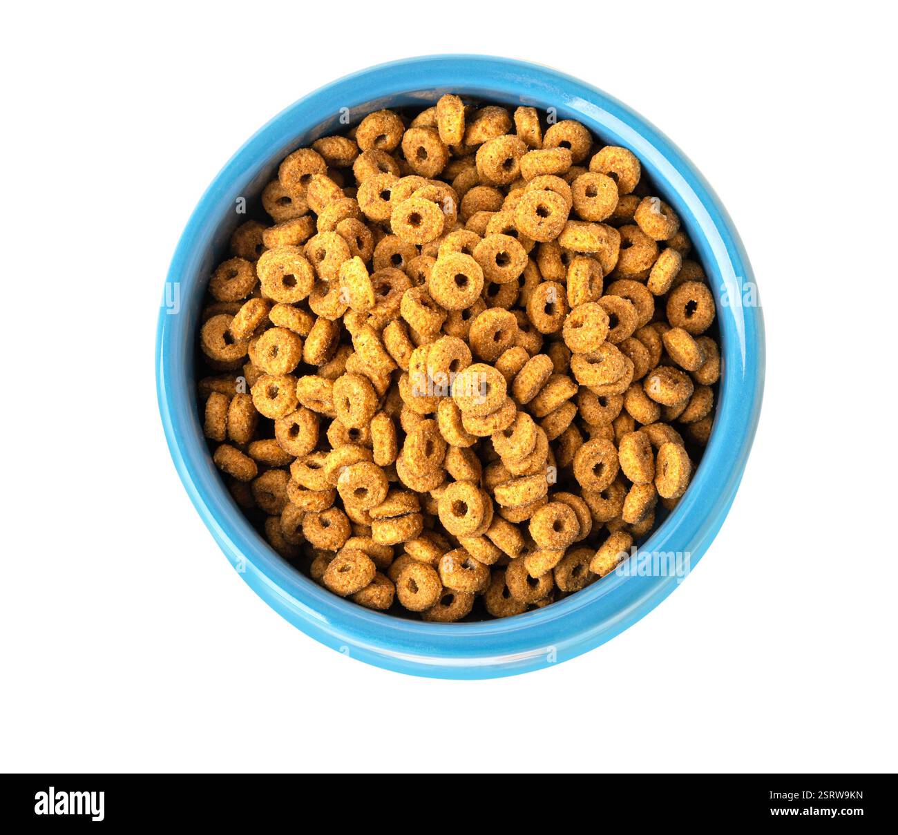 Dried kibble pet food in bowl isolated on white background Stock Photo ...