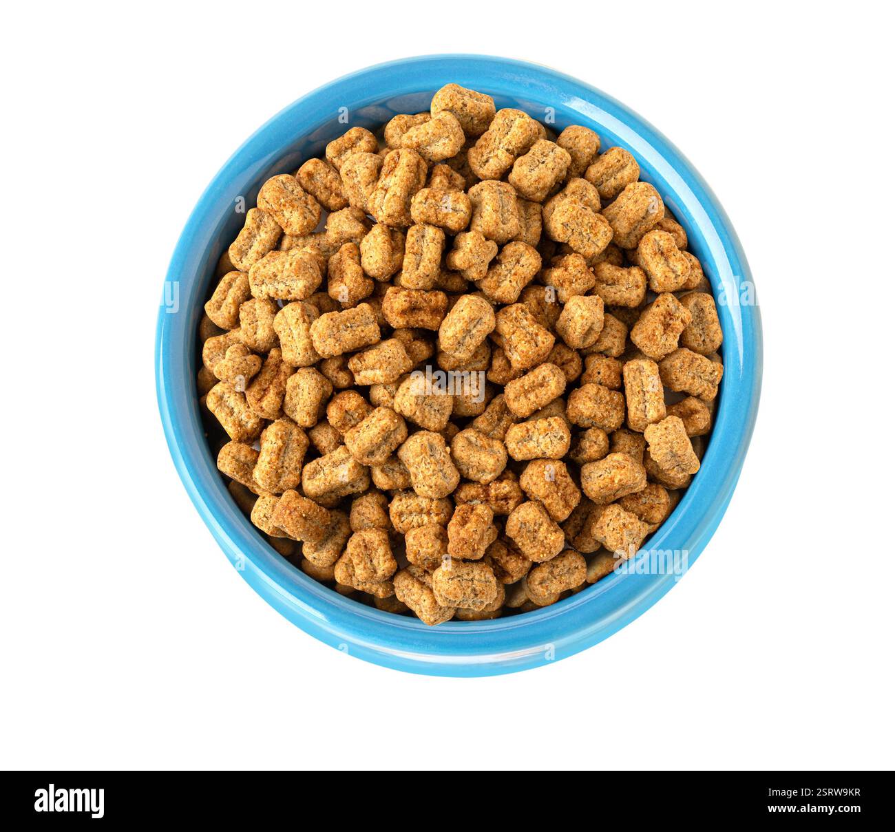 Dried kibble pet food in bowl isolated on white background Stock Photo ...