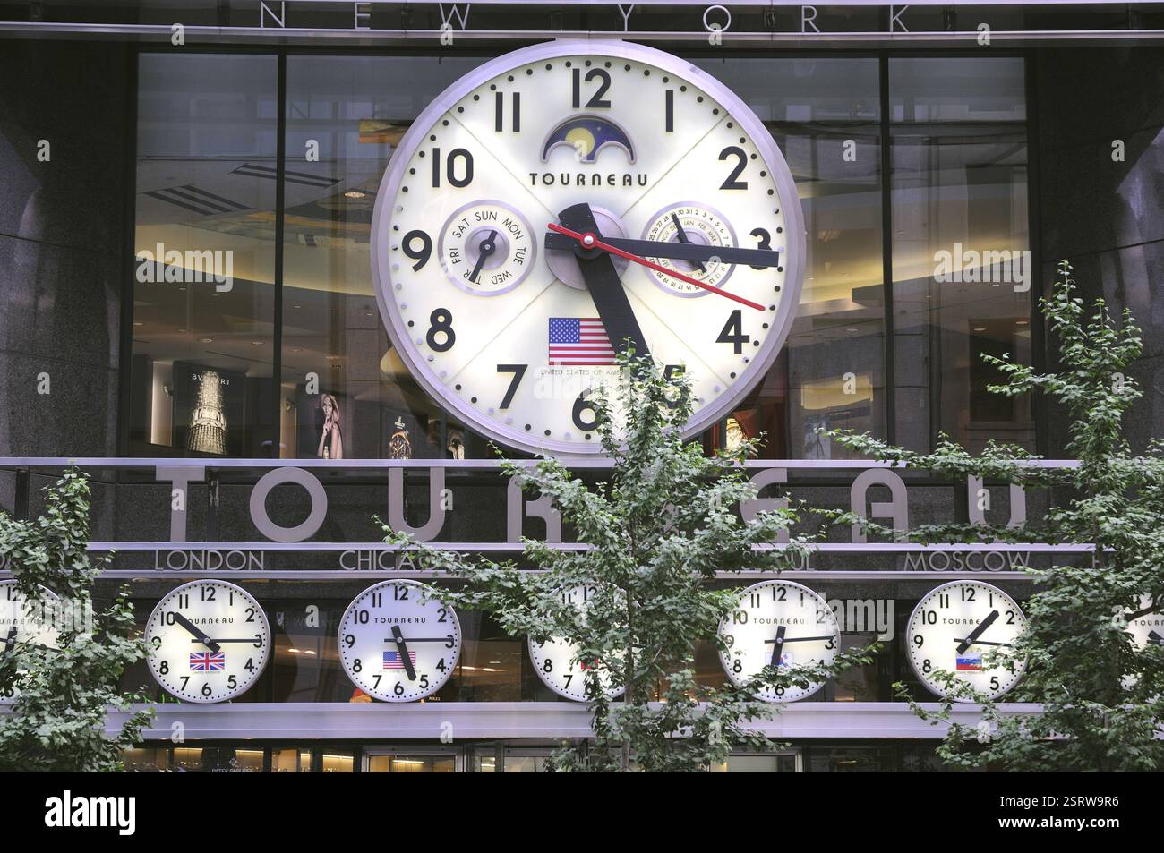 Clock showing different countries time, Manhattan, New York, USA United ...