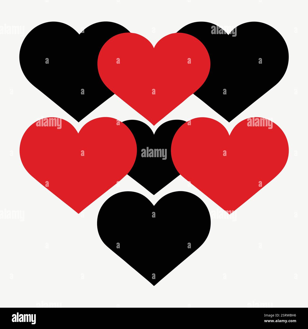 Alternating Red and Black Hearts Pattern Design Stock Vector Image ...