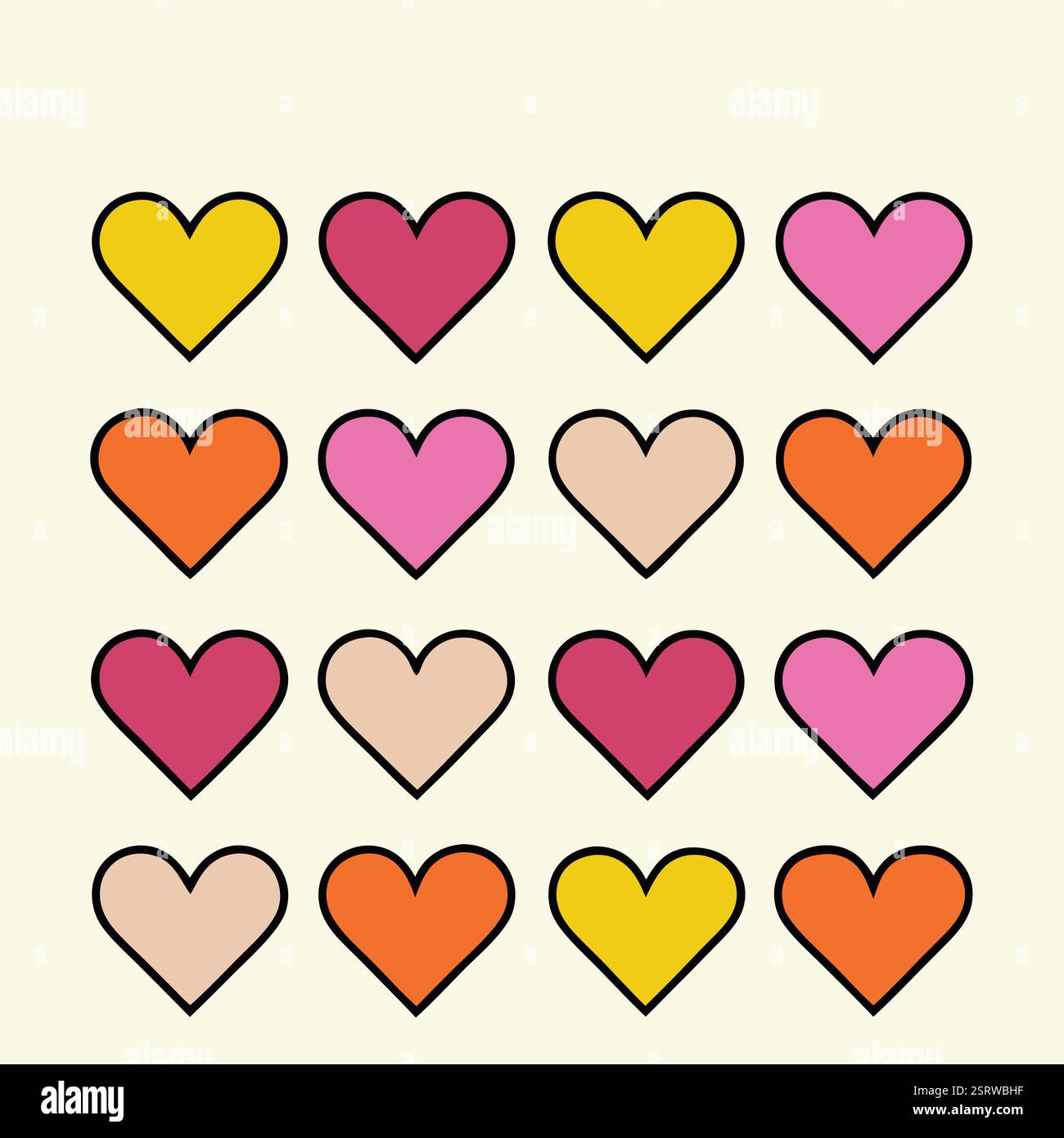 Colorful Heart Collection with Black Outlines Stock Vector Image & Art ...