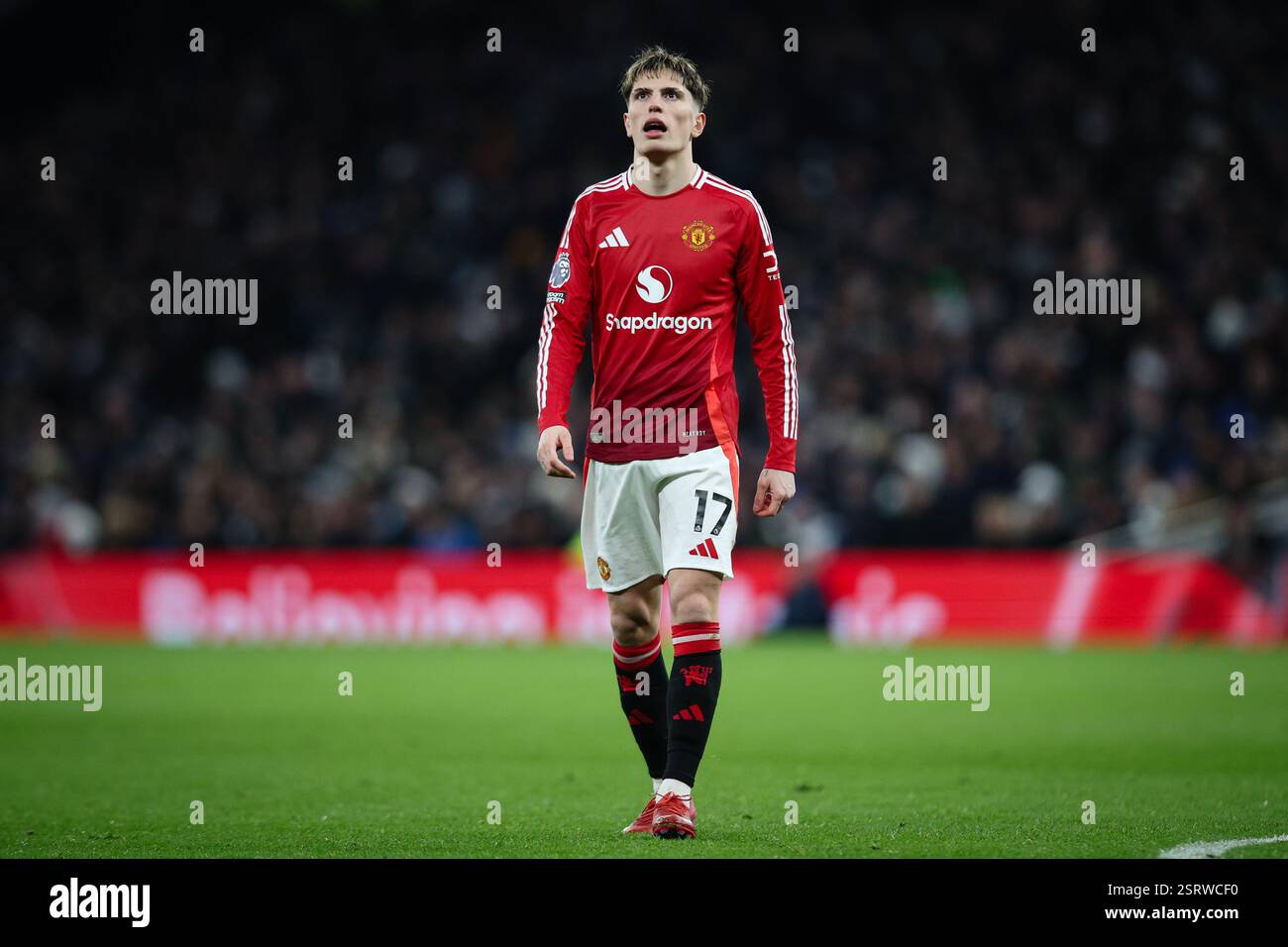 LONDON, UK - 16th Feb 2025: Alejandro Garnacho of Manchester United ...