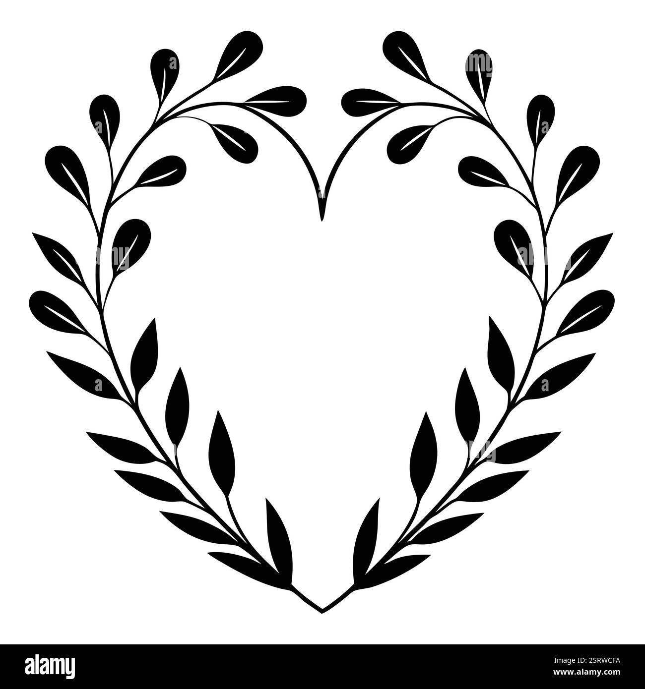 Heart-shaped frame with decorative leaf garland design Stock Vector ...