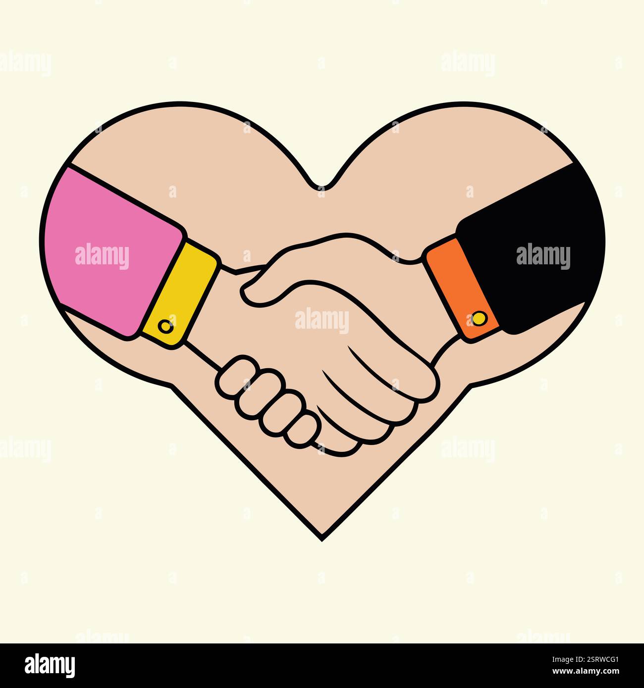 Heart-Shaped Handshake Logo with Mountains and Sun for Transparent ...