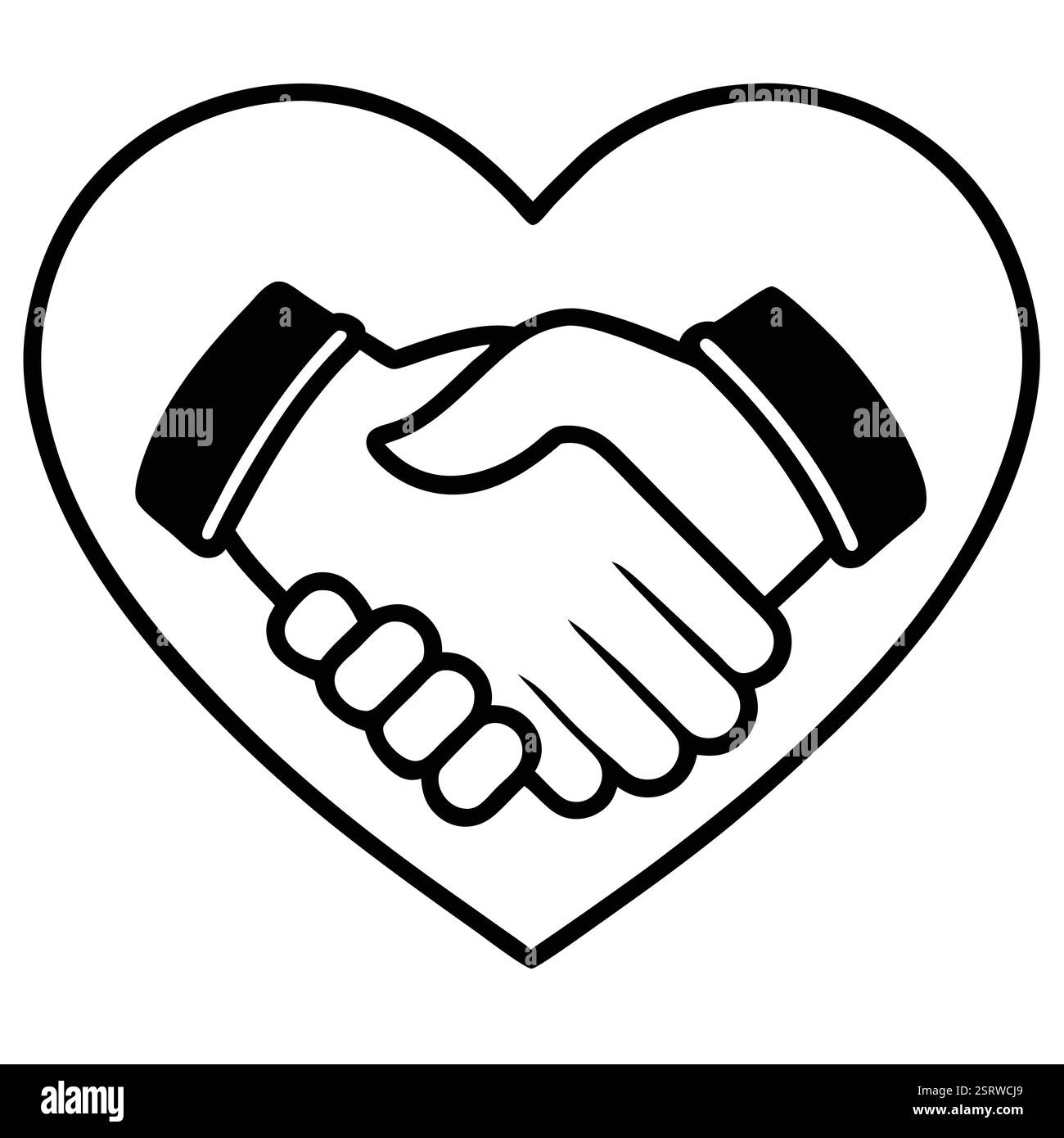 Heart-Shaped Handshake Logo with Mountains and Sun for Transparent ...