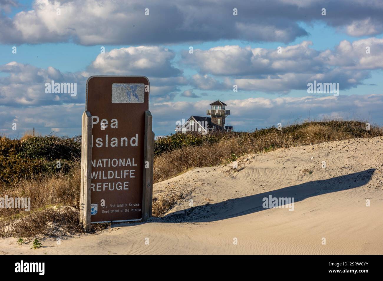 Entrance to the Pea Island Refuge with the Oregon Inlet life Saving ...