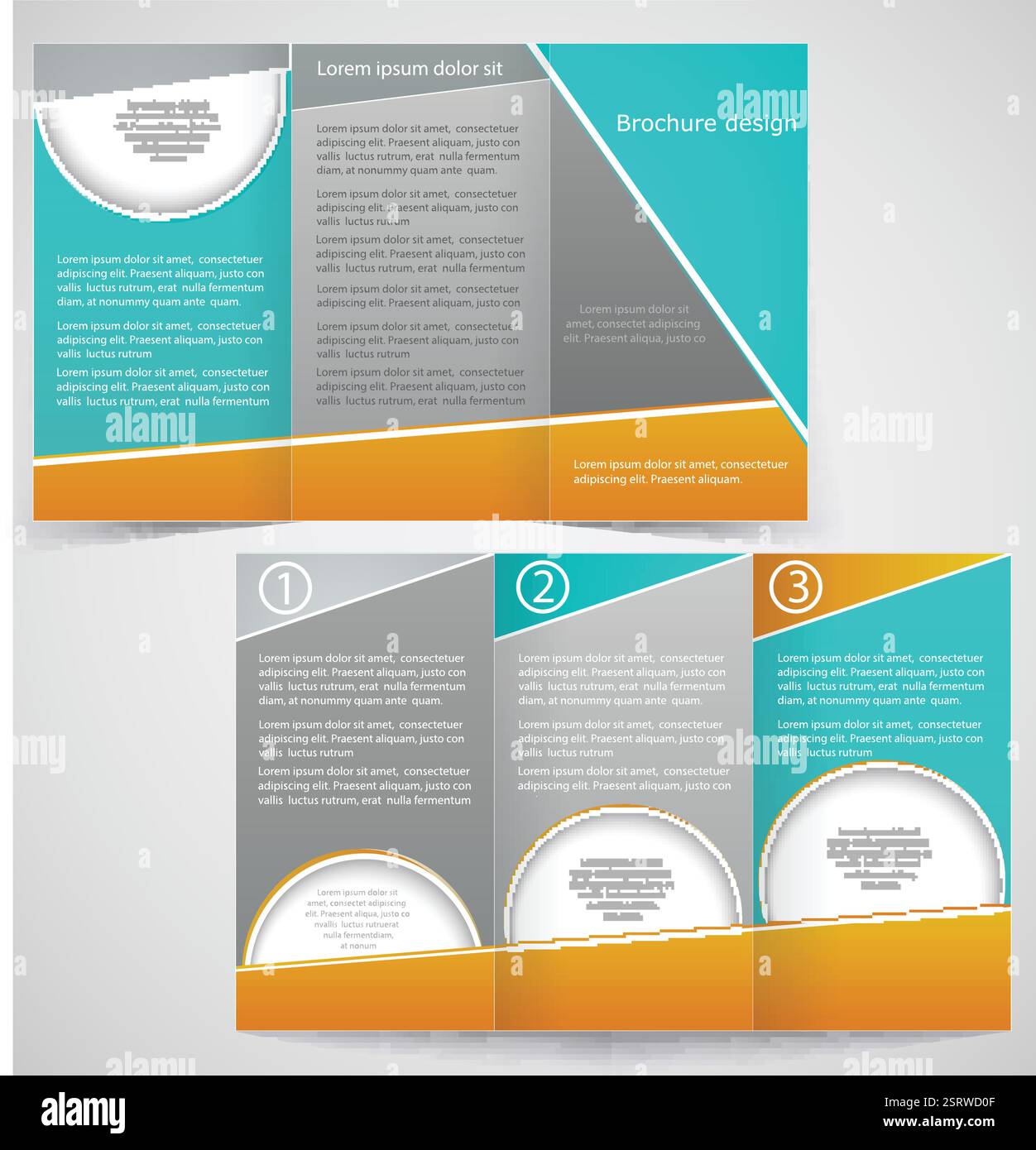 Vector brochure layout design with green and yellow elements, business ...