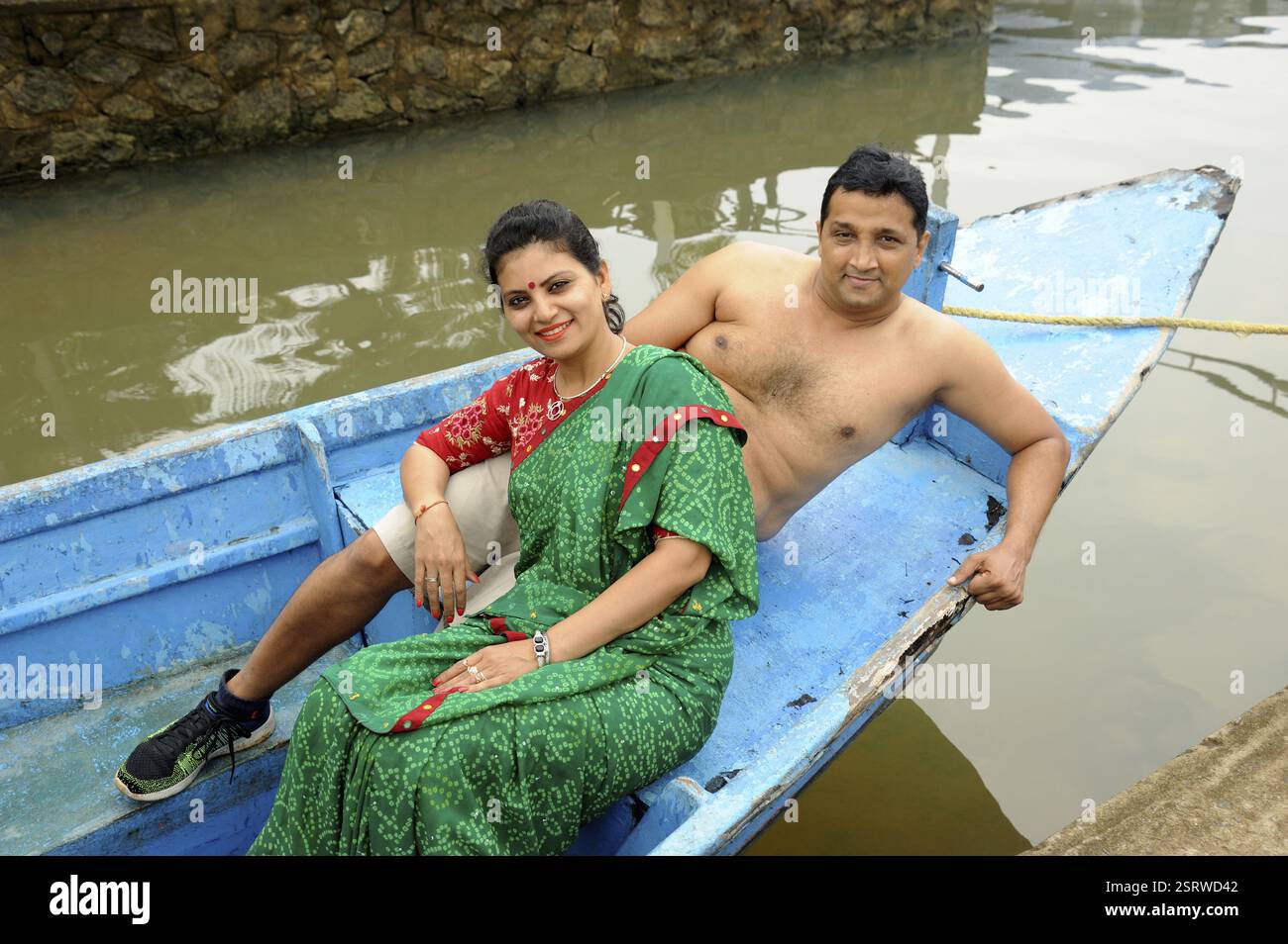 Couple sitting in boat, isola di cocco, Kerala, India, Asia, MR#802B, Asia Stock Photo - Alamy