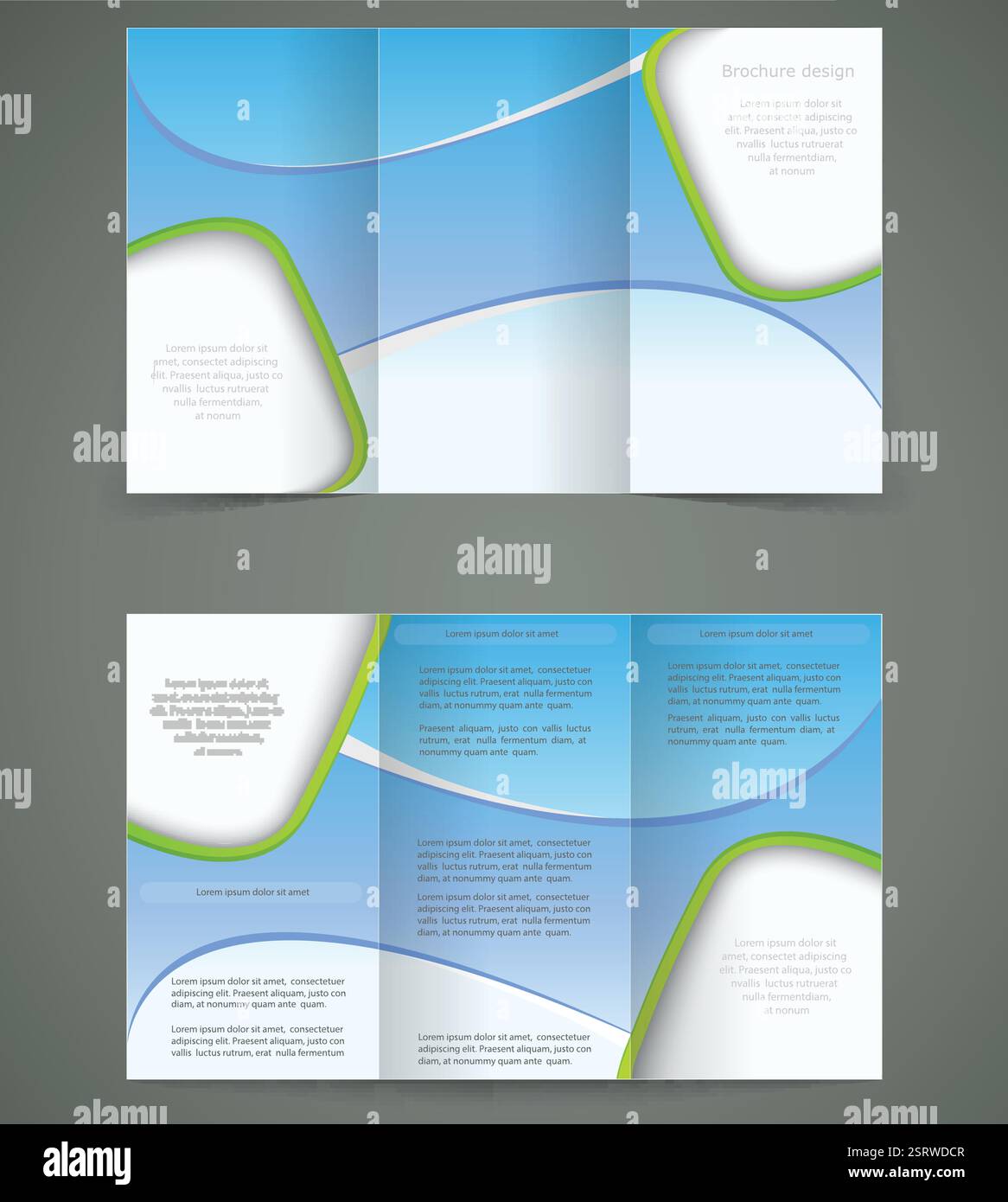 Vector blue brochure Layout Design, business three fold flyer template ...
