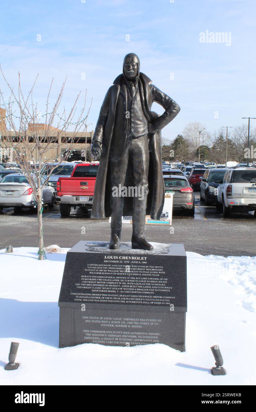 Louis Chevrolet bronze statue in Flint, Michigan Stock Photo - Alamy