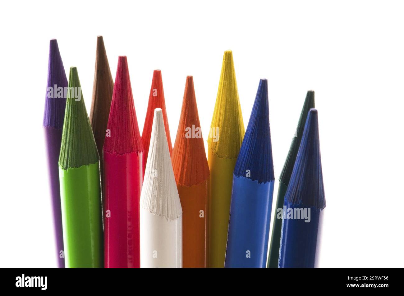 Collection of colorful pens over white background, poland Stock Photo ...