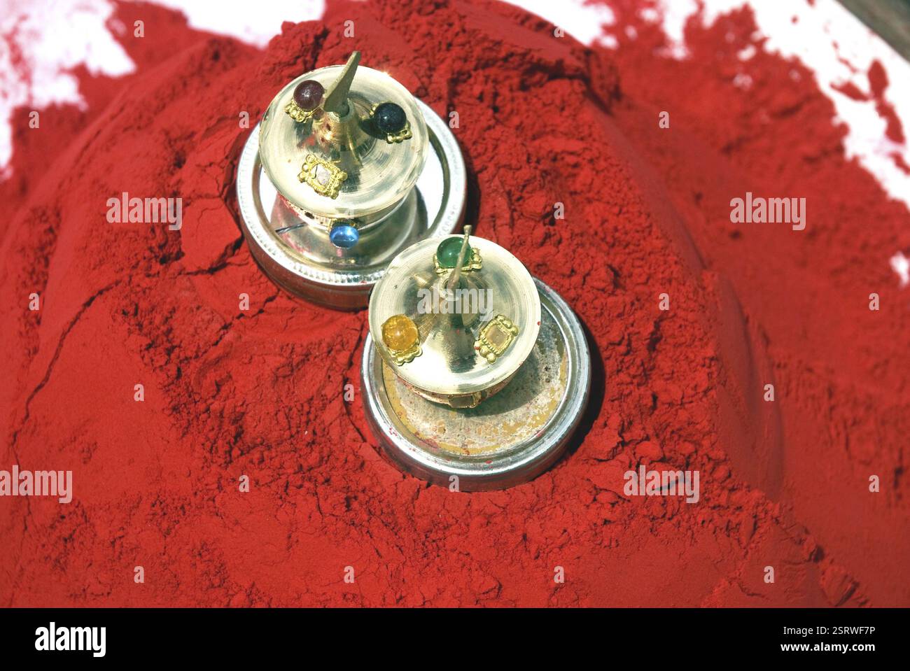 Vermilion powder use in holy work ramdevra, Jaisalmer, Rajasthan, India ...