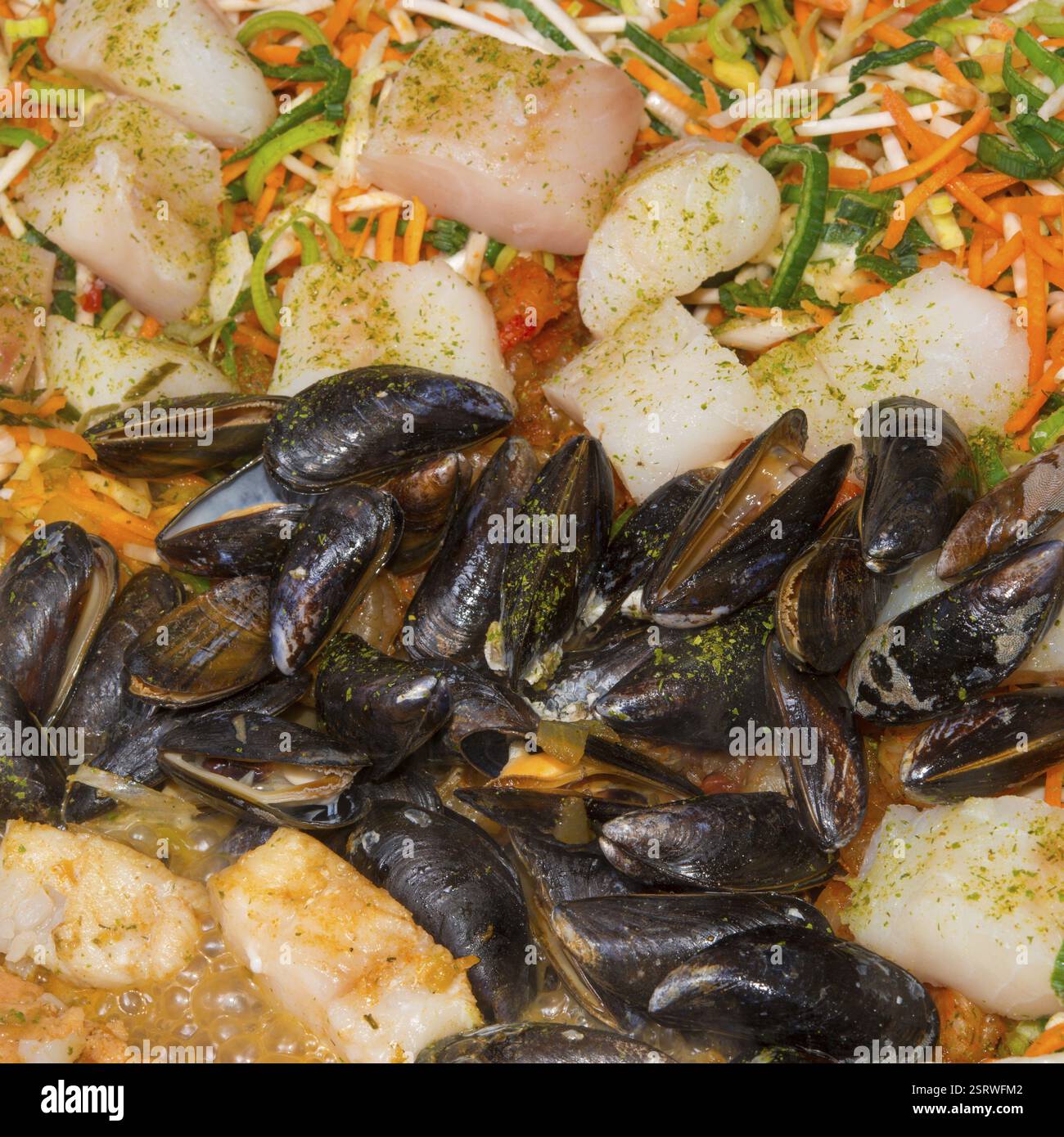 Vegetables with sea fruits Stock Photo - Alamy