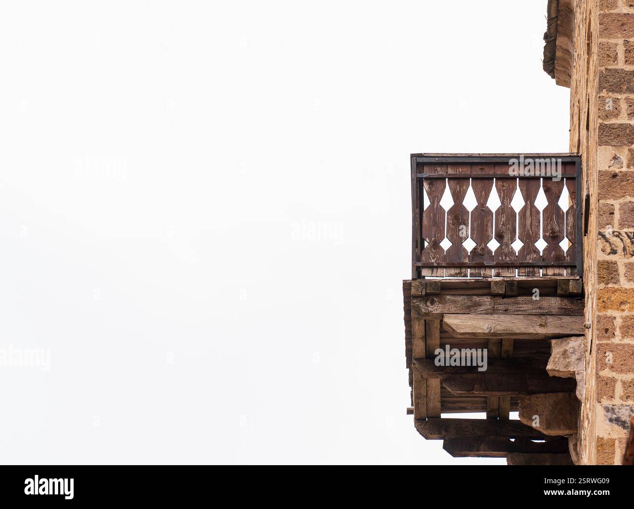 Silent Elegance: Old Balcony Against the White Sky Stock Photo - Alamy