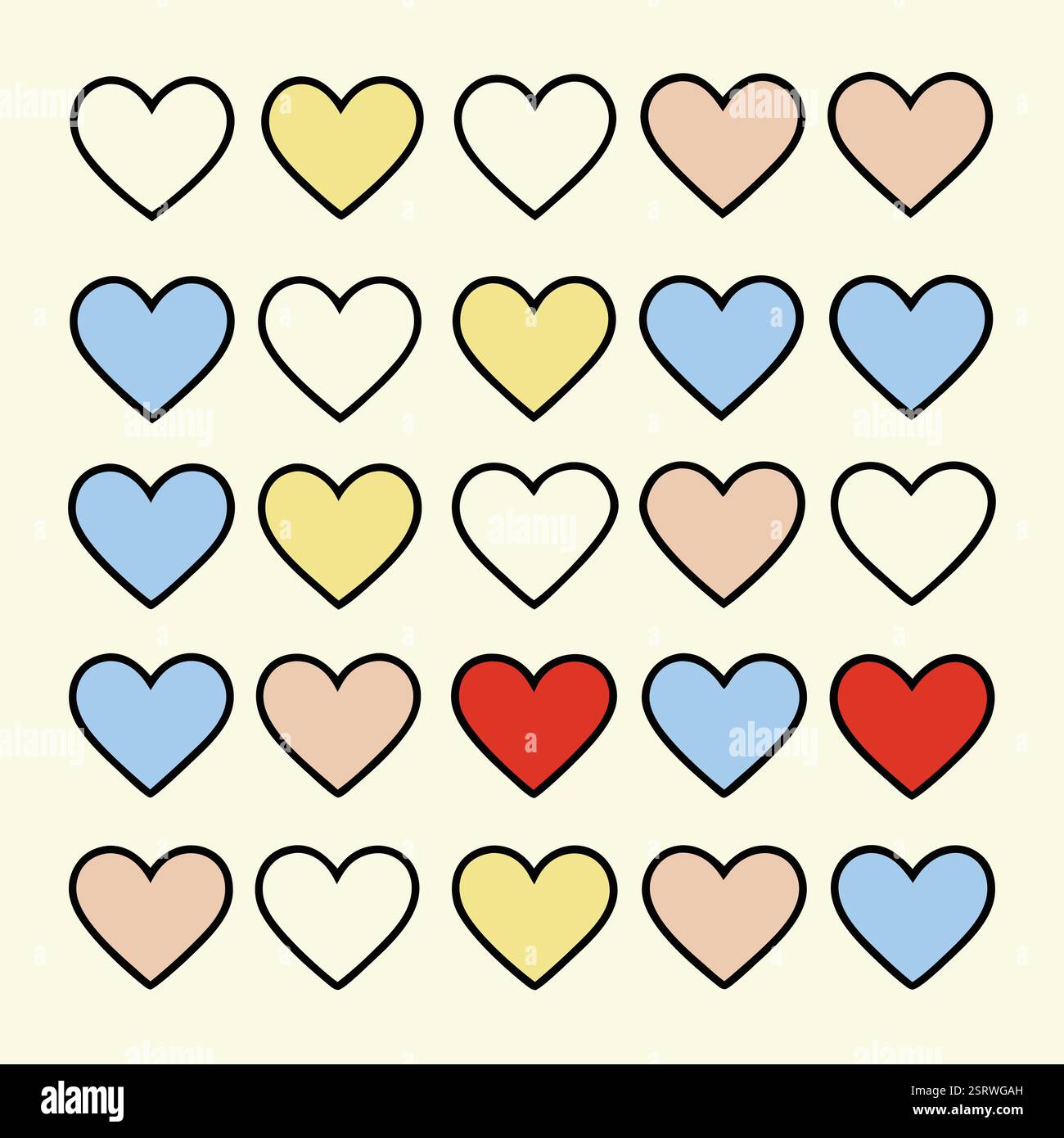 Colorful Heart Collection with Black Outlines Stock Vector Image & Art ...