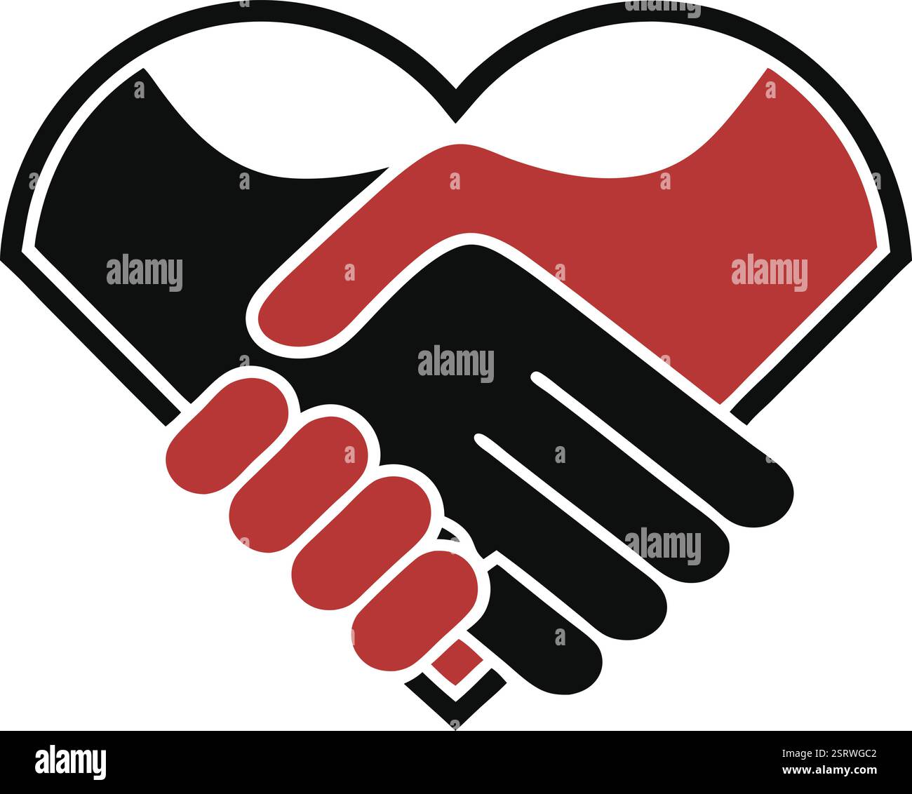 Heart-Shaped Handshake Logo with Mountains and Sun for Transparent ...