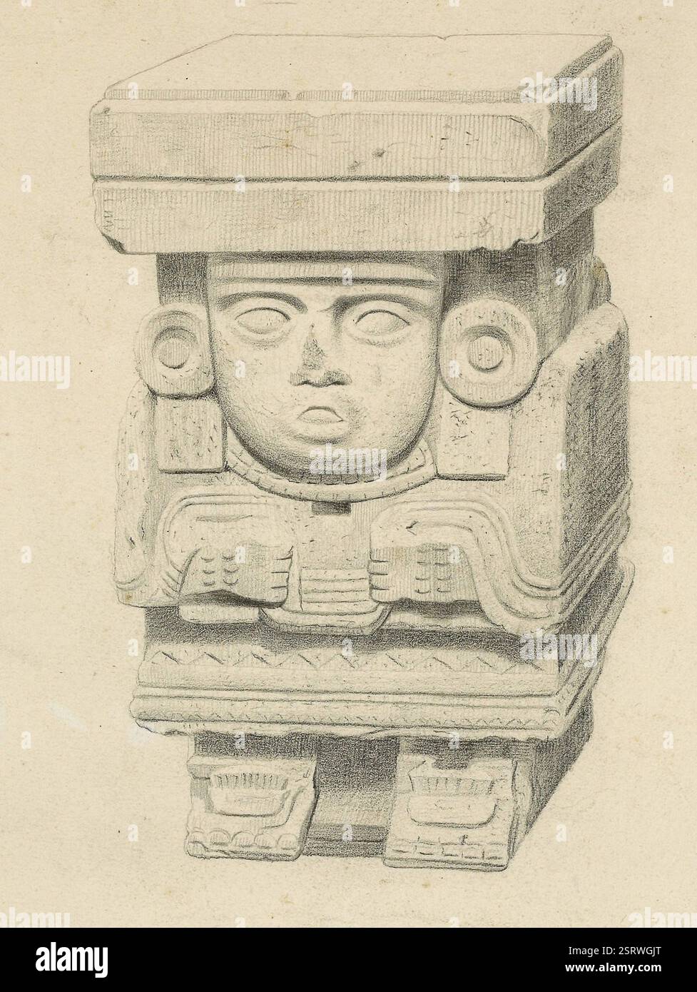 Illustration of a statue of Chalchiuhtlicue, Aztek goddess of water ...