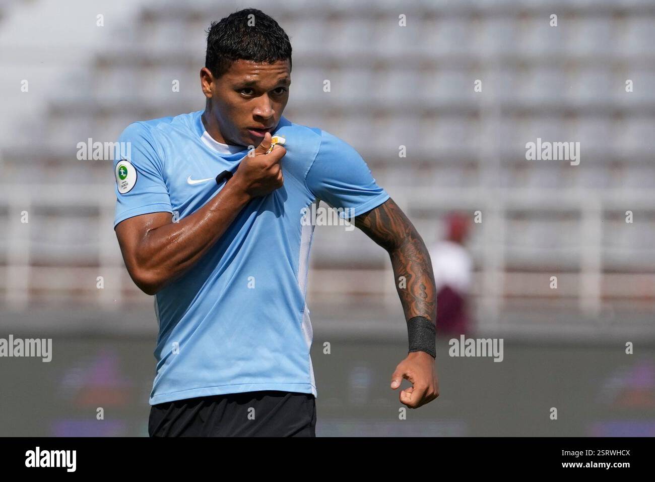 Uruguay's Jorge Severo celebrates after scoring his side's first goal ...